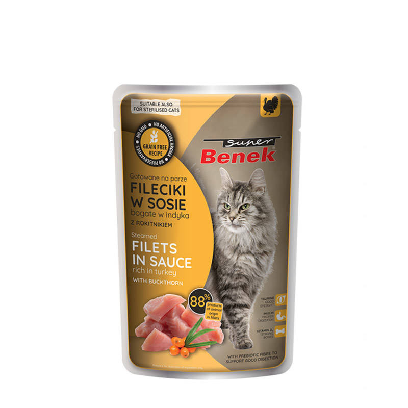 Super Benek Bezzbożowe fileciki dla kota gotowane na parze bogate w ...